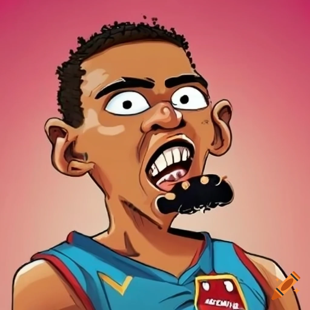 Cartoon illustration of victor wembenyama on Craiyon