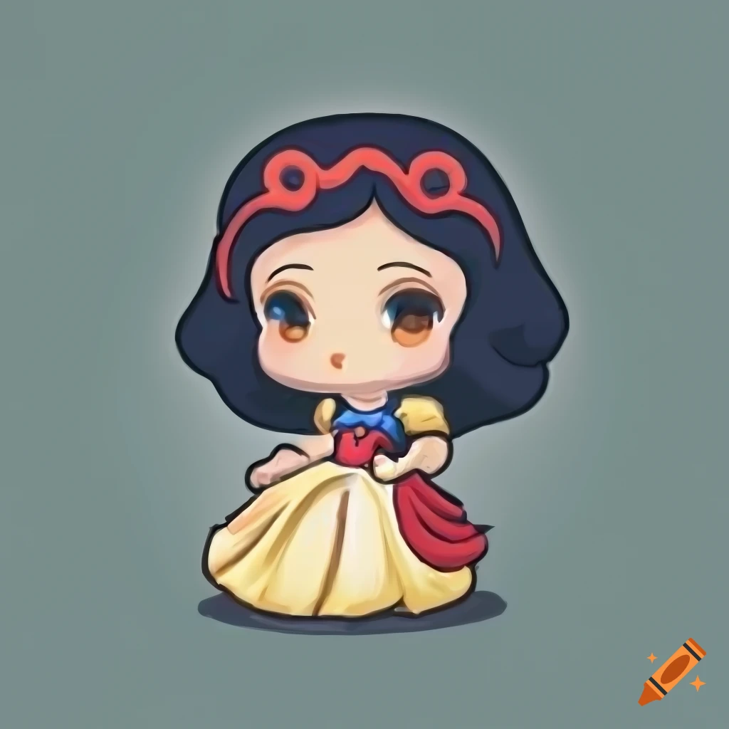 Snow white chibi icon in soft style for 2d computer video game on Craiyon