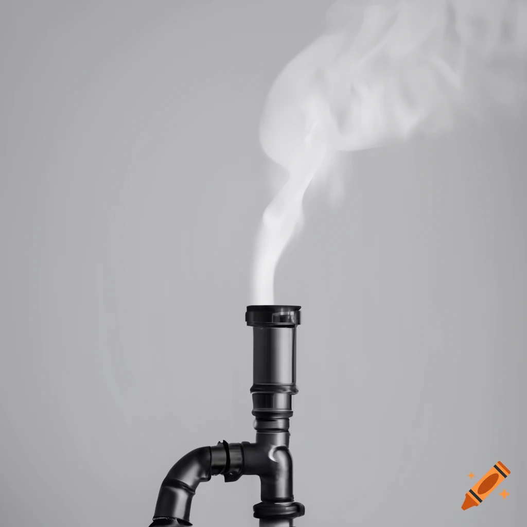 Steam flowing through a pipe on white background on Craiyon