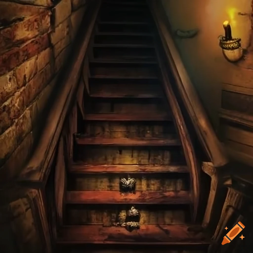 Haunted cellar stairs on Craiyon