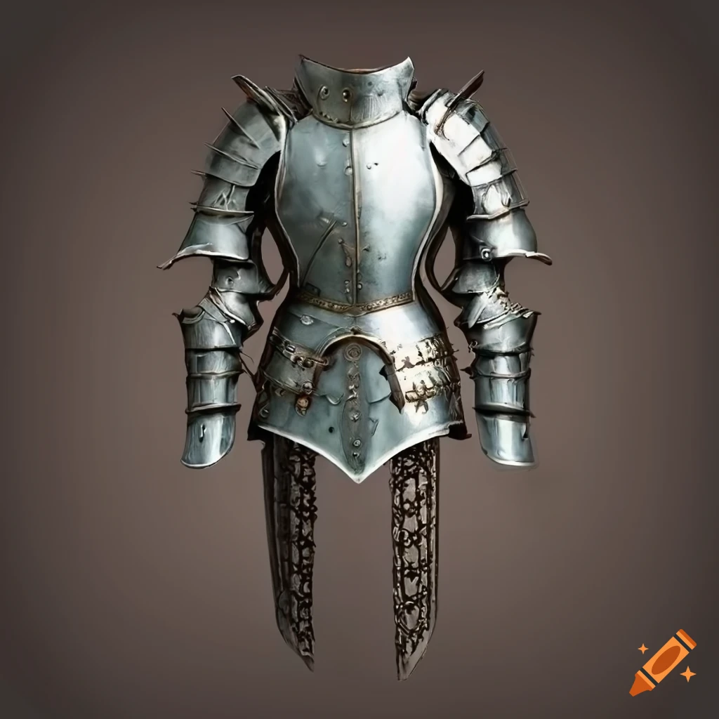 Gothic ancient bathyscathe armor from the front on Craiyon