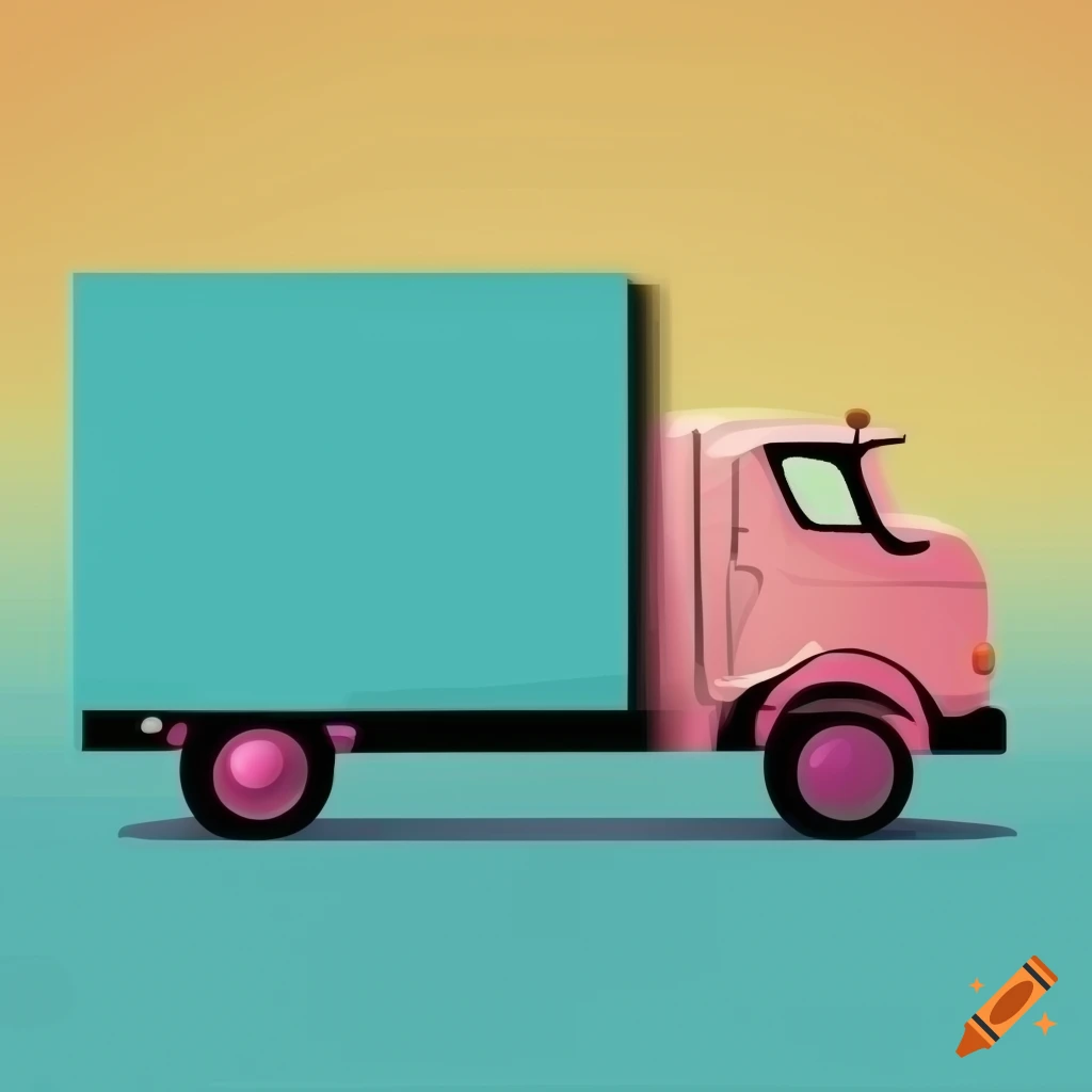 Side view 2d vector art of a colorful truck on Craiyon