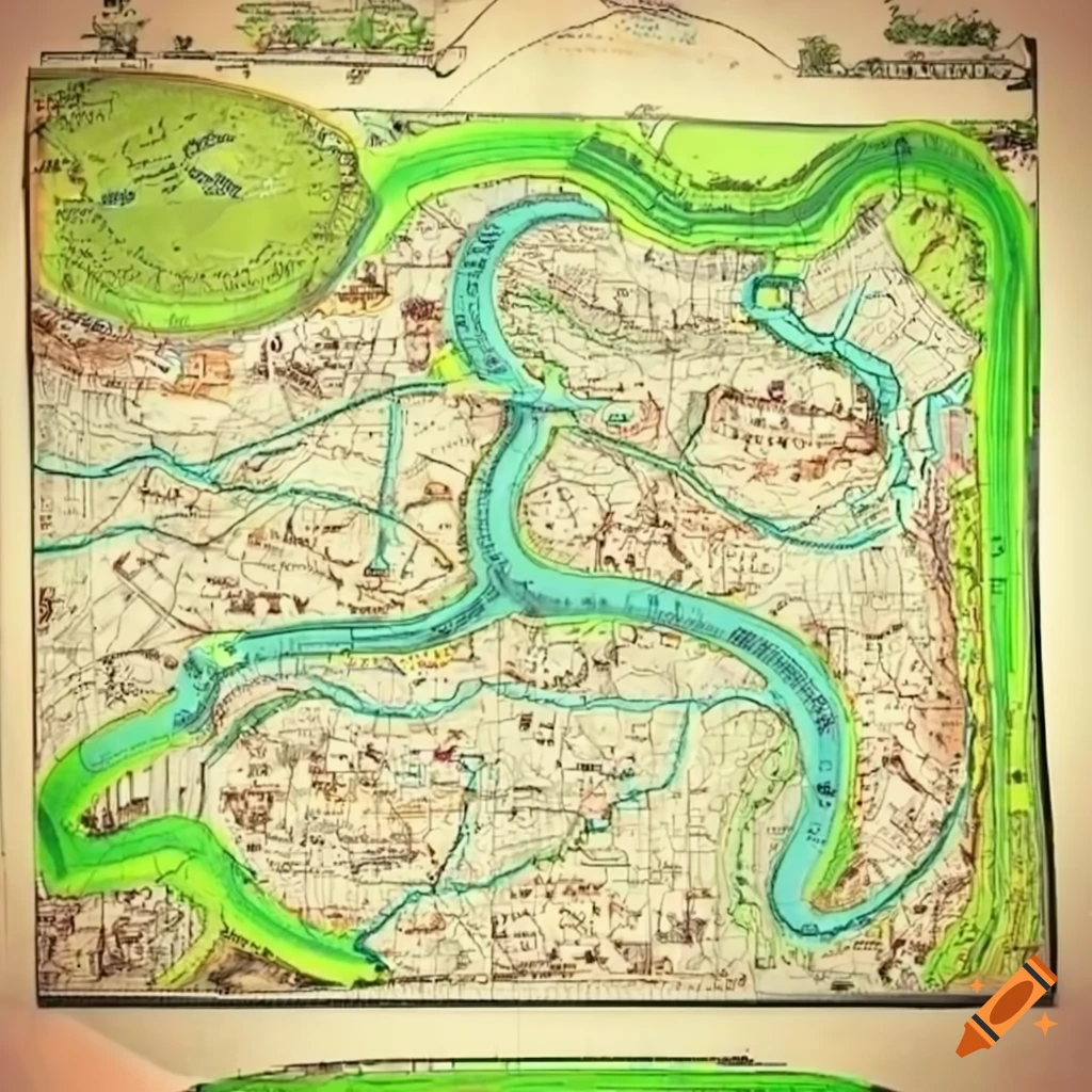 Overhead road map of a fictional country on Craiyon