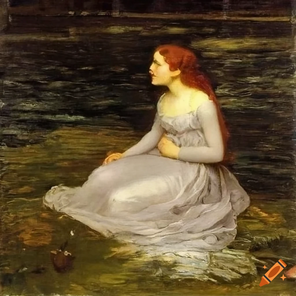 Ophelia laying in a river in a classical painting by john everett ...