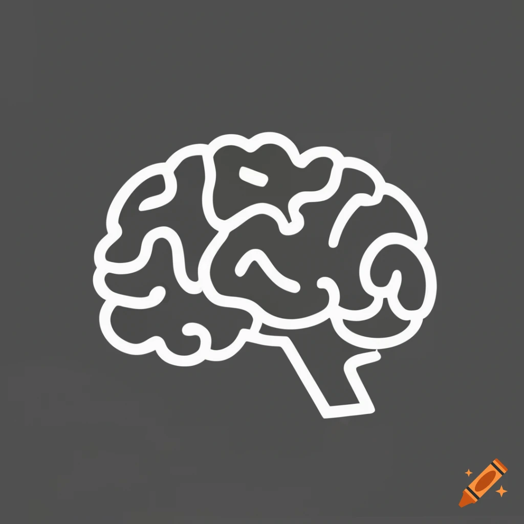 Minimalist black brain icon on white background on Craiyon