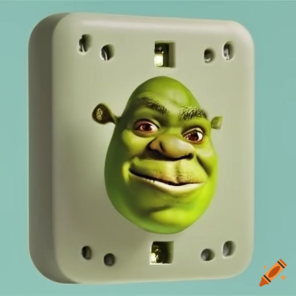 Shrek themed plug socket on Craiyon