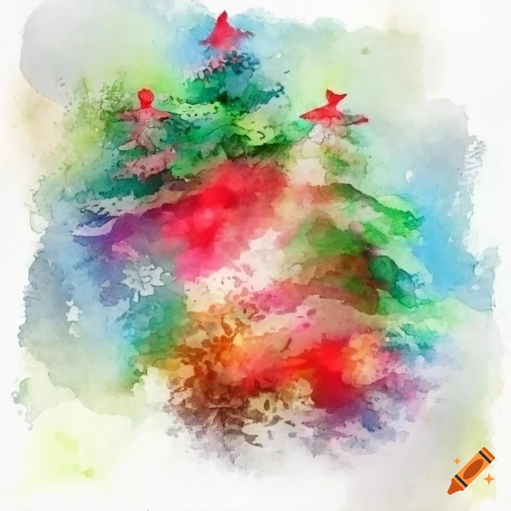 Abstract watercolor art with a christmas theme on Craiyon