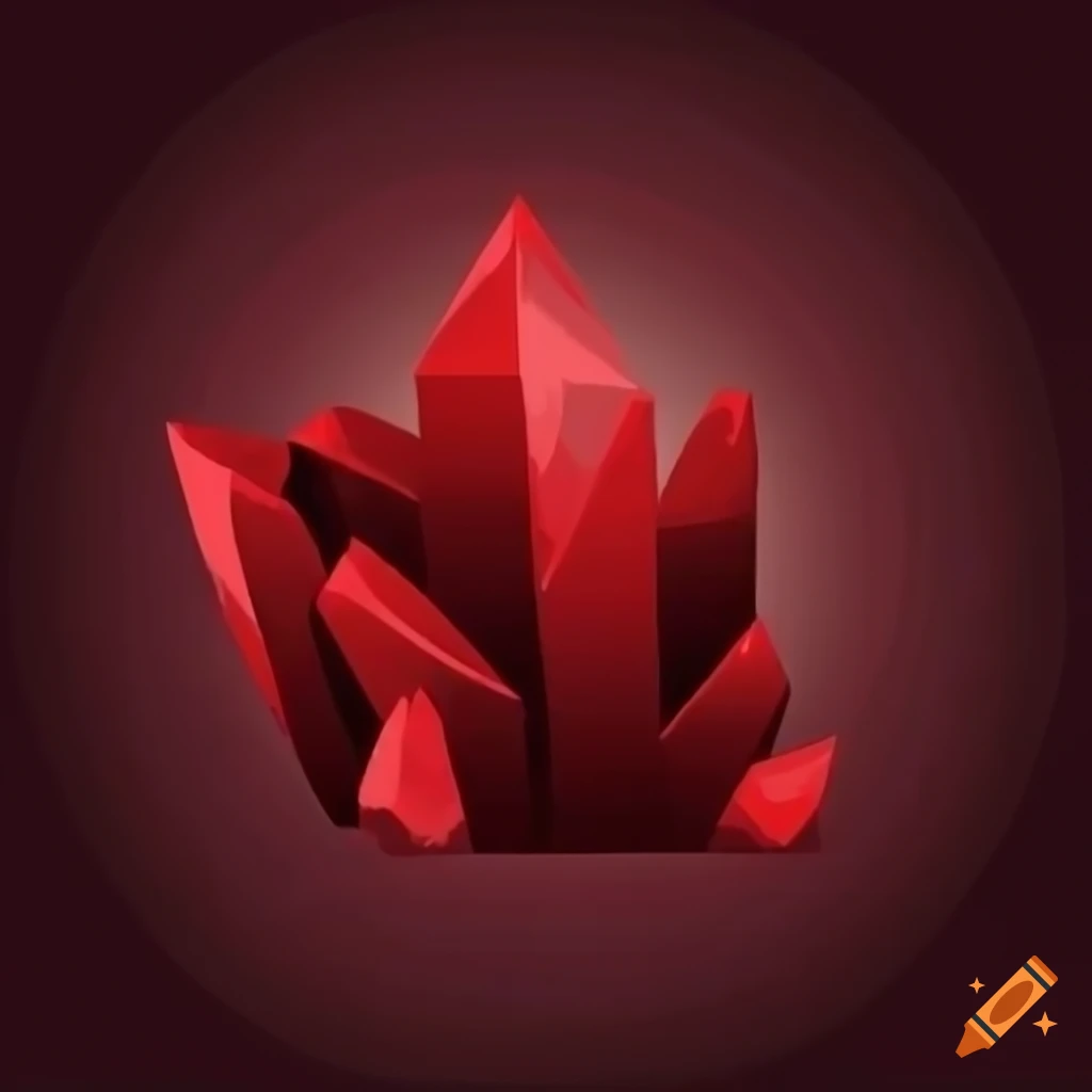 Cartoon-style dark red crystal on greenscreen background on Craiyon