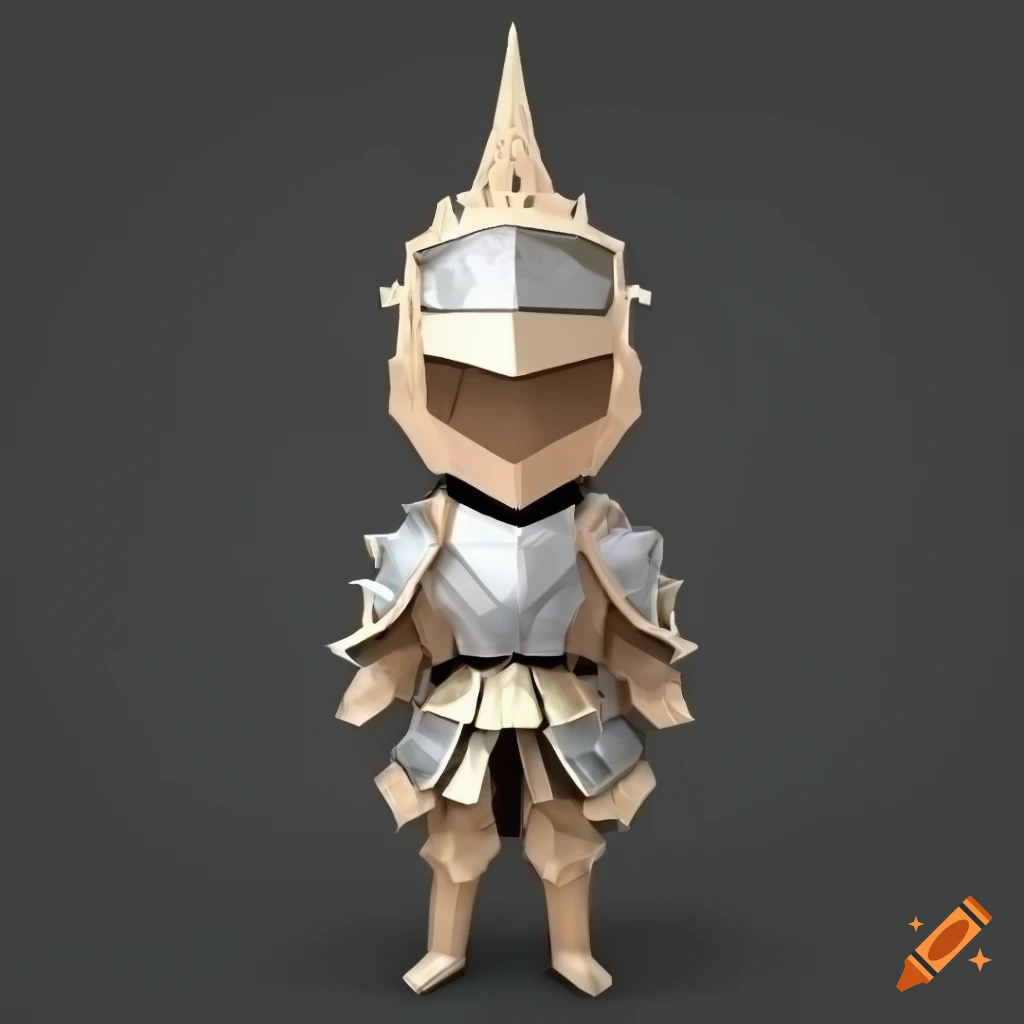 Royal armor low poly cute 3d model in front view on Craiyon