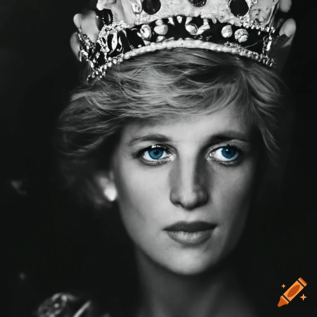 Young beautiful princess diana with crown in a renaissance photo frame ...