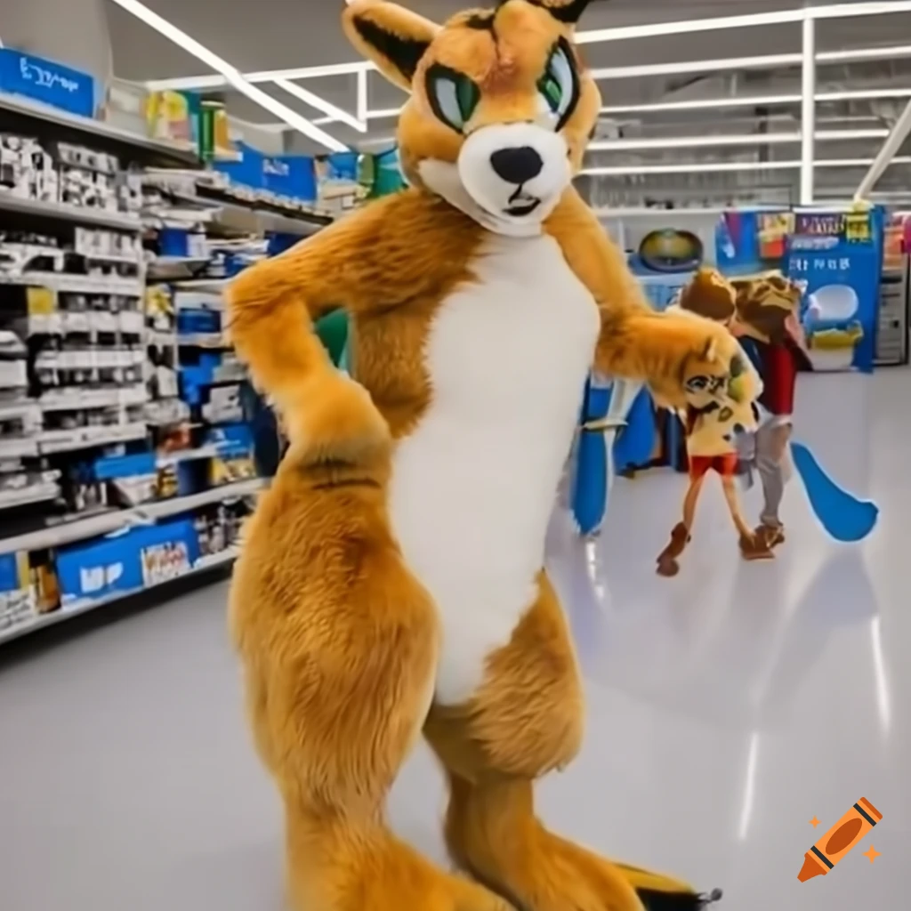 Detailed close up of a female employee in kangaroo mascot fursuit at ...