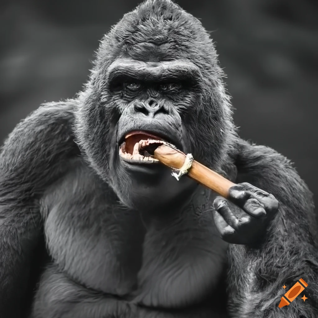 Giant ape smoking a cigar on Craiyon