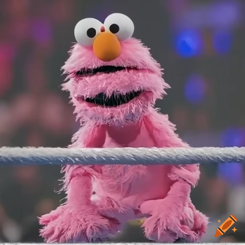 Pink elmo in a wwe ring on Craiyon