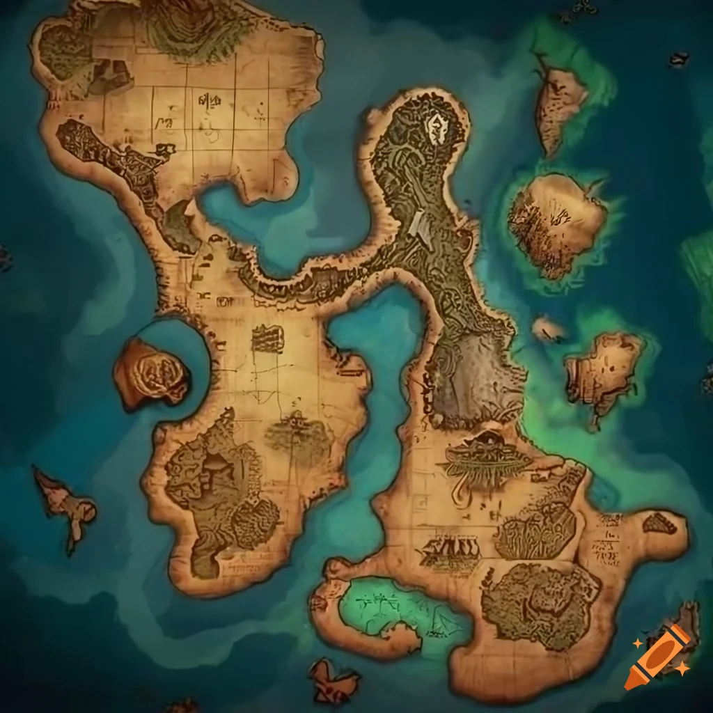 Fantasy map illustration on Craiyon