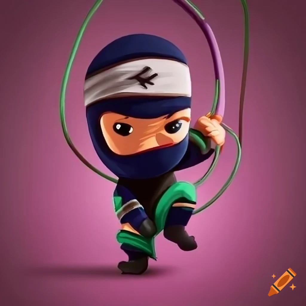 Cartoon ninja skipping rope on Craiyon