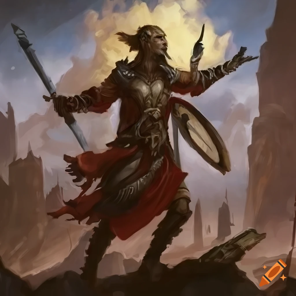 Rebel warrior leading charge in fantasy art on Craiyon