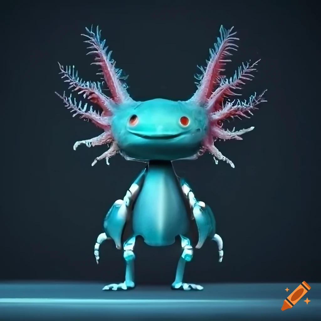 Robot axolotls on Craiyon