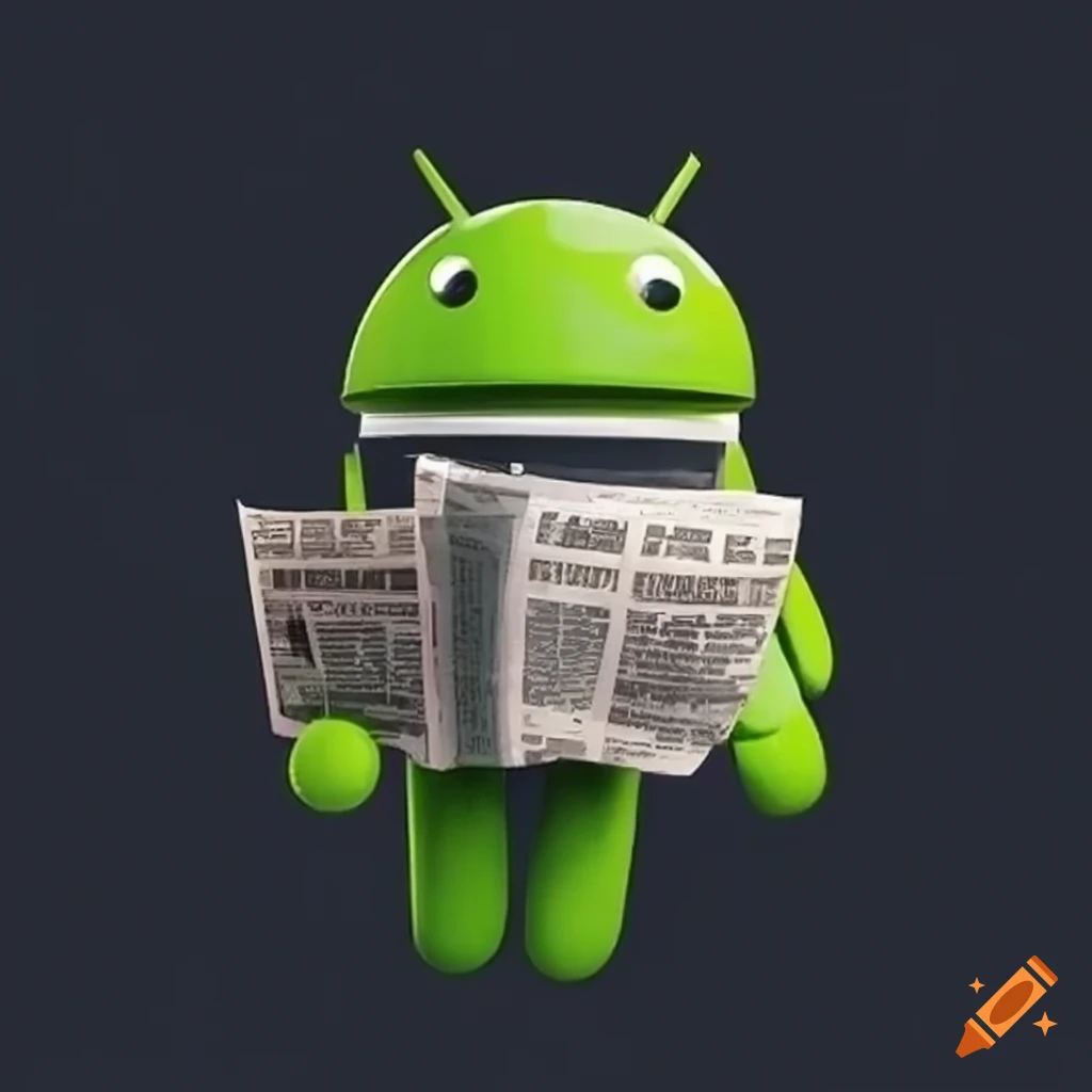 Google android droid reading newspaper on Craiyon
