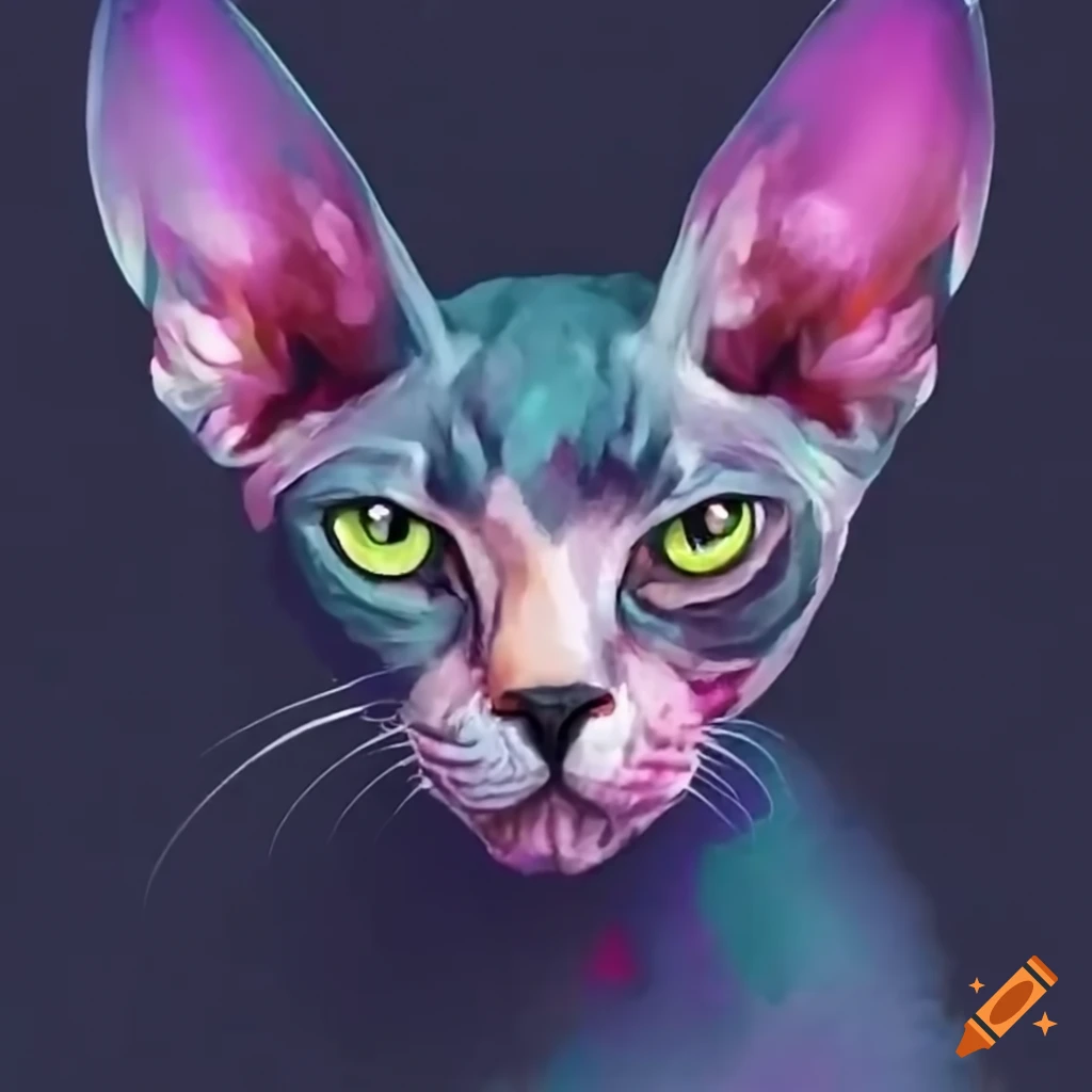 Sphynx cat with shiny black quartz skin and judgmental expression on ...