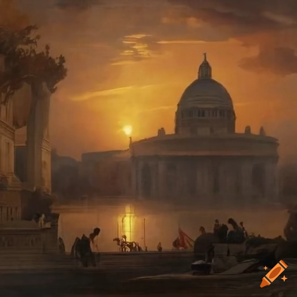Thomas cole painting of rome in the early morning on Craiyon