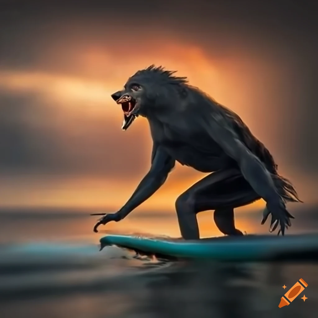 Werewolf surfing on Craiyon