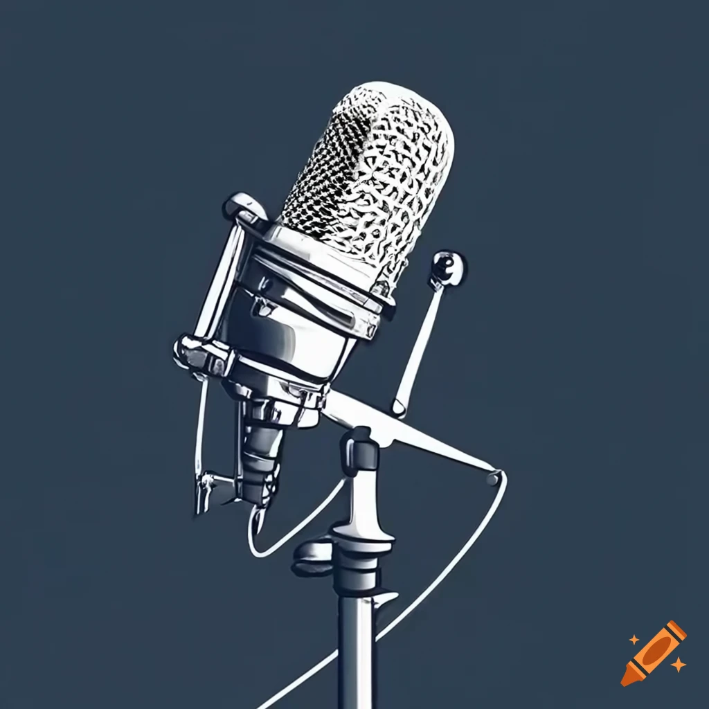 Stand-up comedy recording microphone with audio equipment on Craiyon