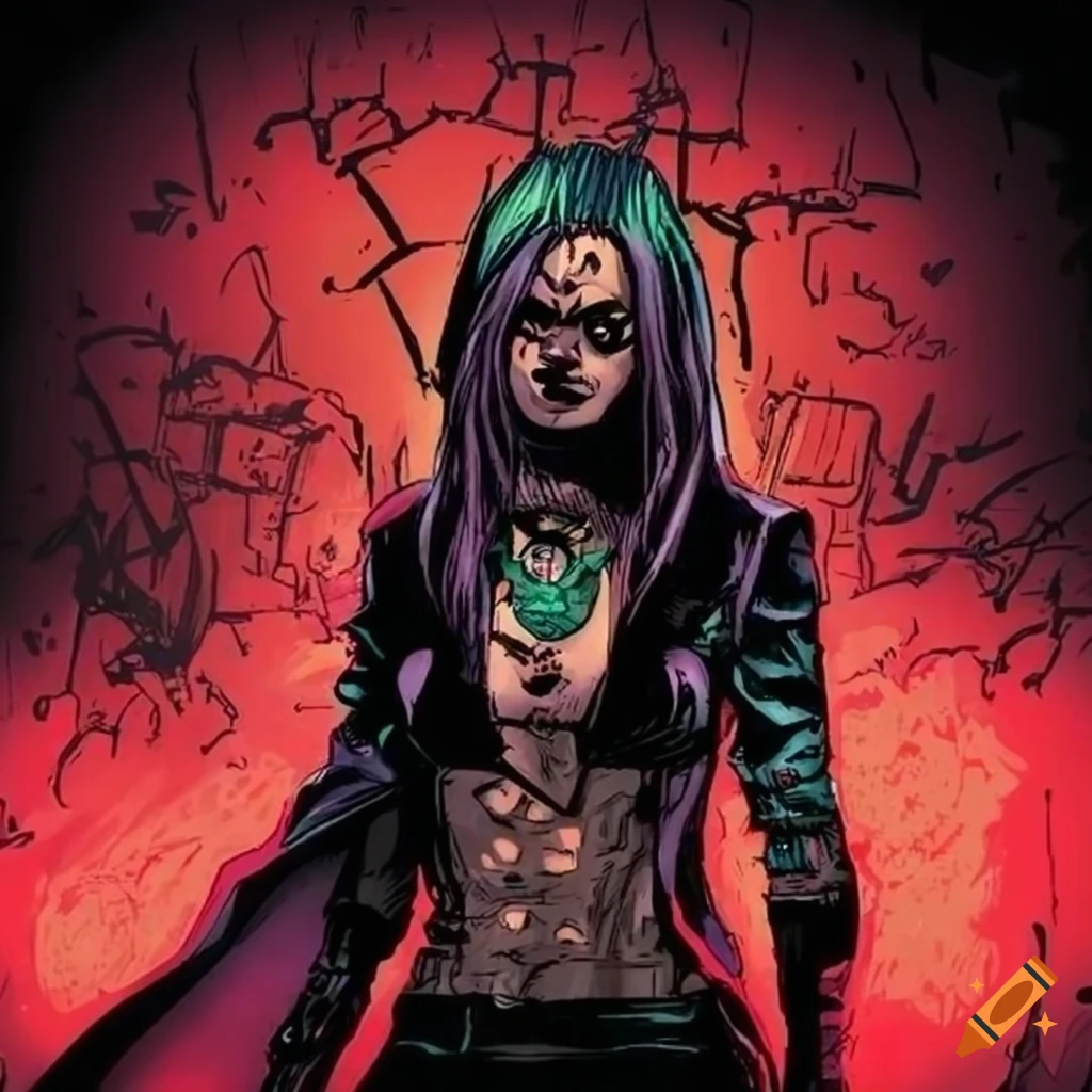 Android punk in comic book style on Craiyon