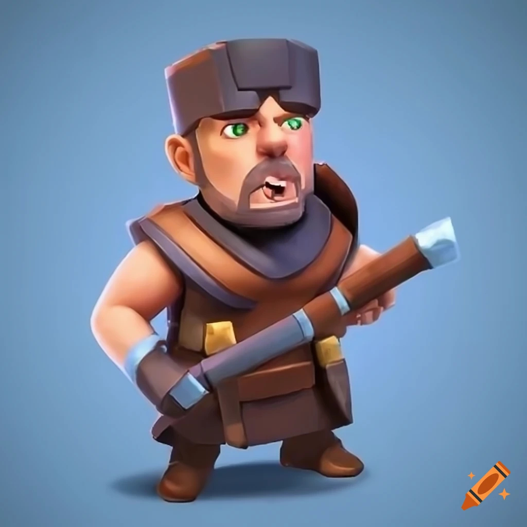 Raider character from fallout in clash royale style with a weapon on ...