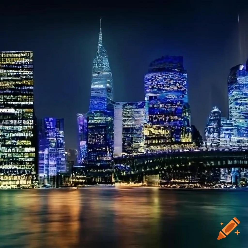 World trade center at night in klimt style on Craiyon