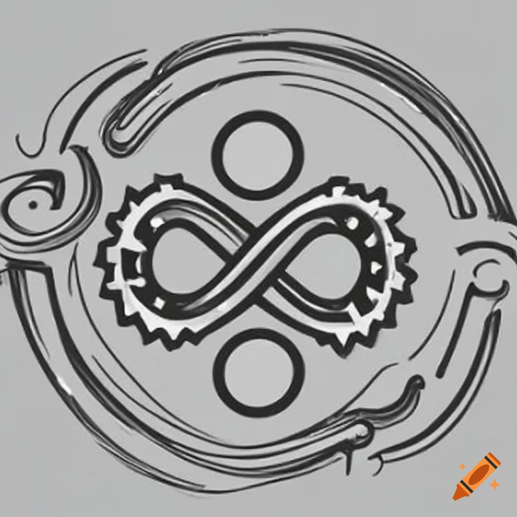 Cog emblem with infinity symbol in the center on Craiyon