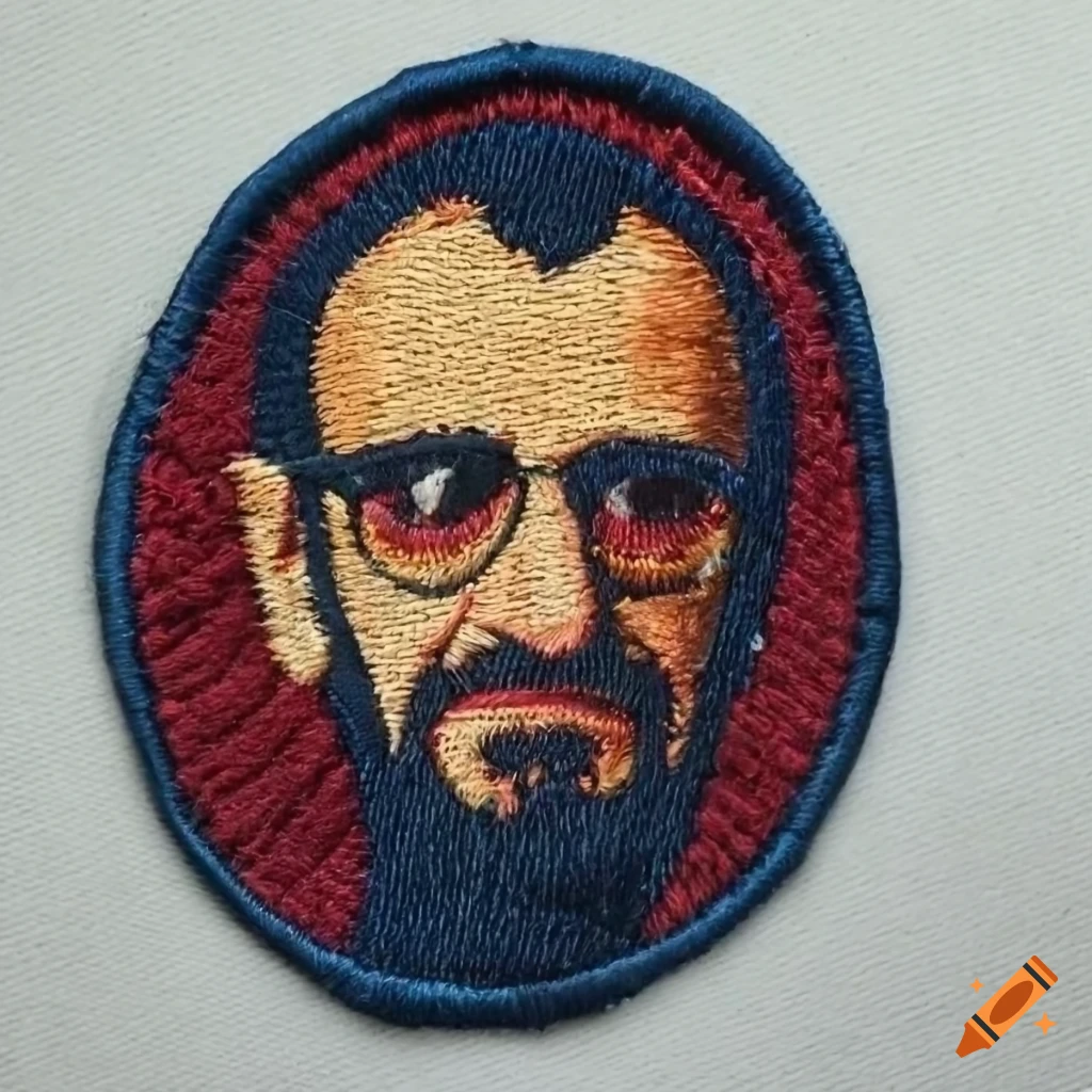 Vintage embroidery patch portraying ringo starr in close-up on Craiyon