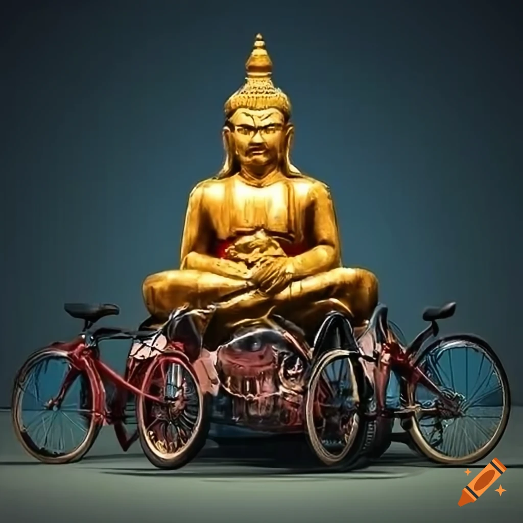 Buddha riding a bike on Craiyon