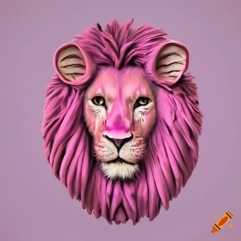 Pink lion head on Craiyon