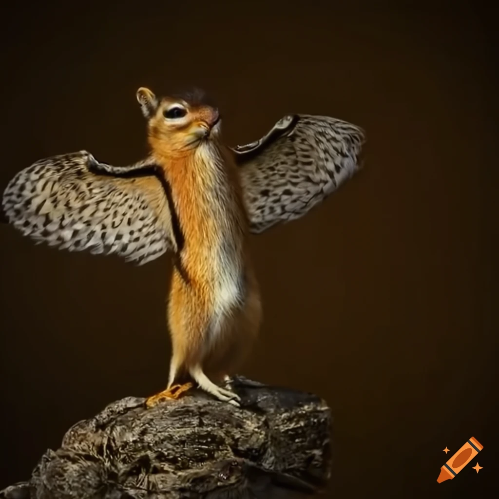 Chipmunk riding a falcon on Craiyon