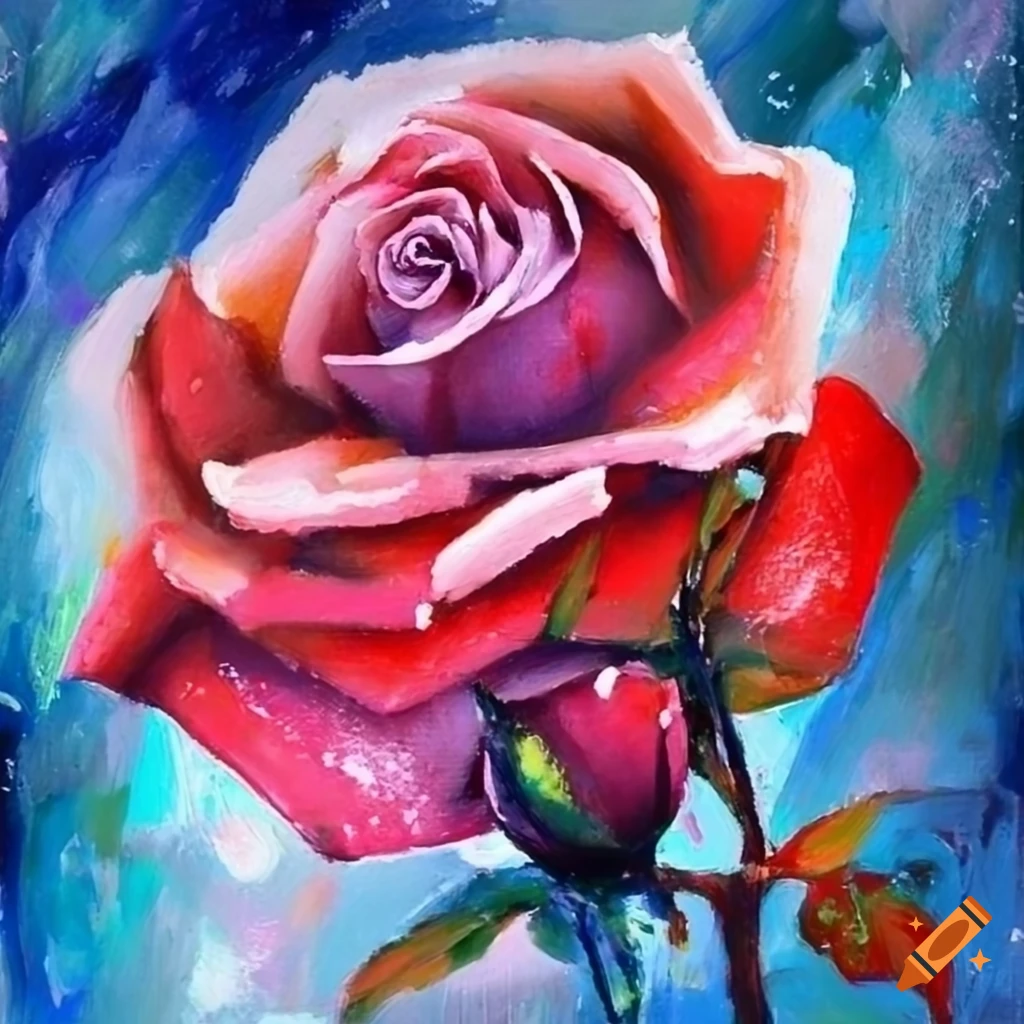 Roses in snow oil painting on Craiyon