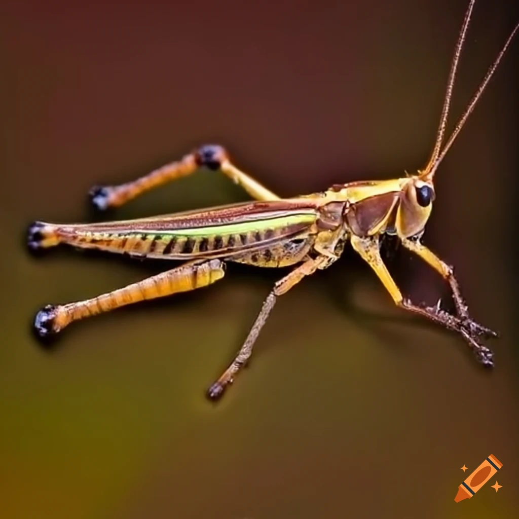 Strange grasshopper seen from above on Craiyon