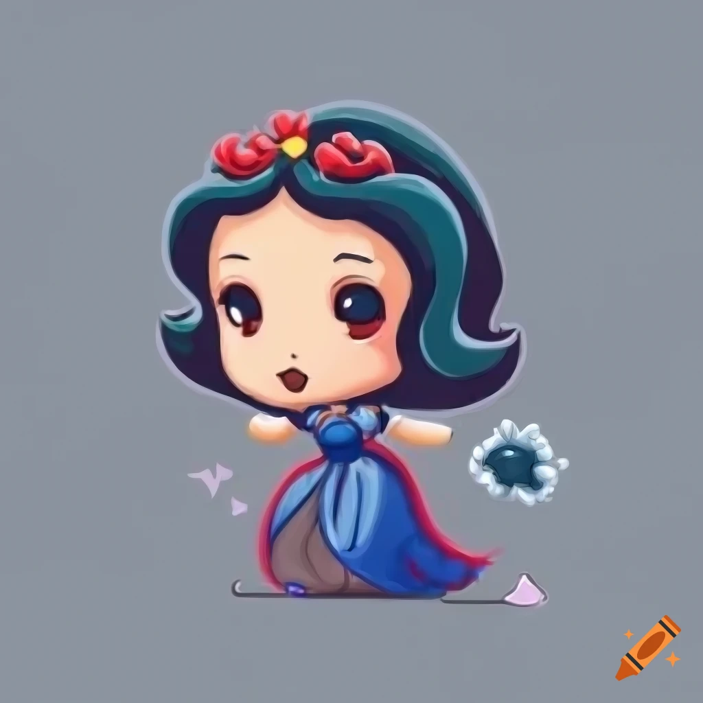 Snow white chibi icon in soft style for 2d computer video game on Craiyon