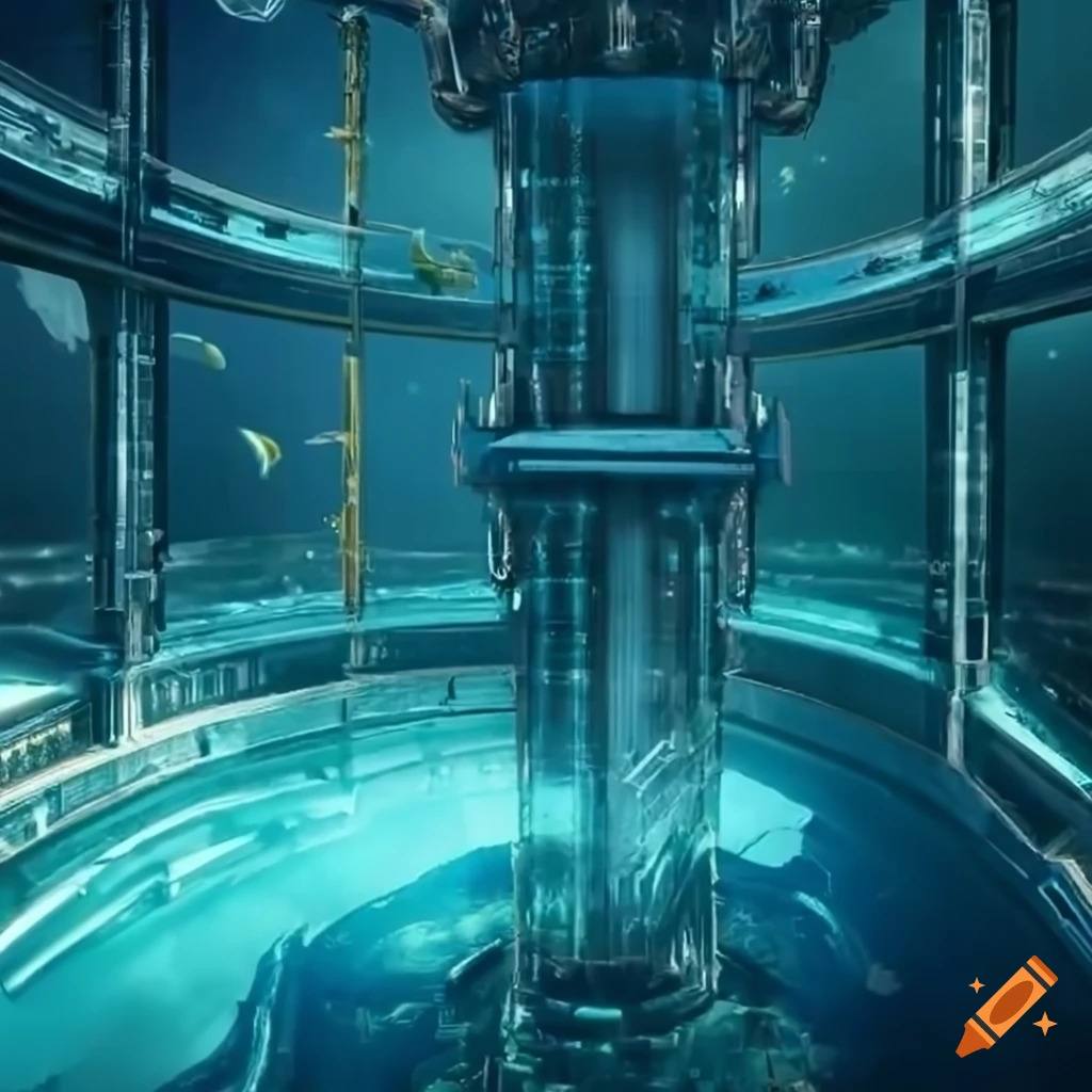Realistic underwater base with futuristic and ancient infrastructure ...