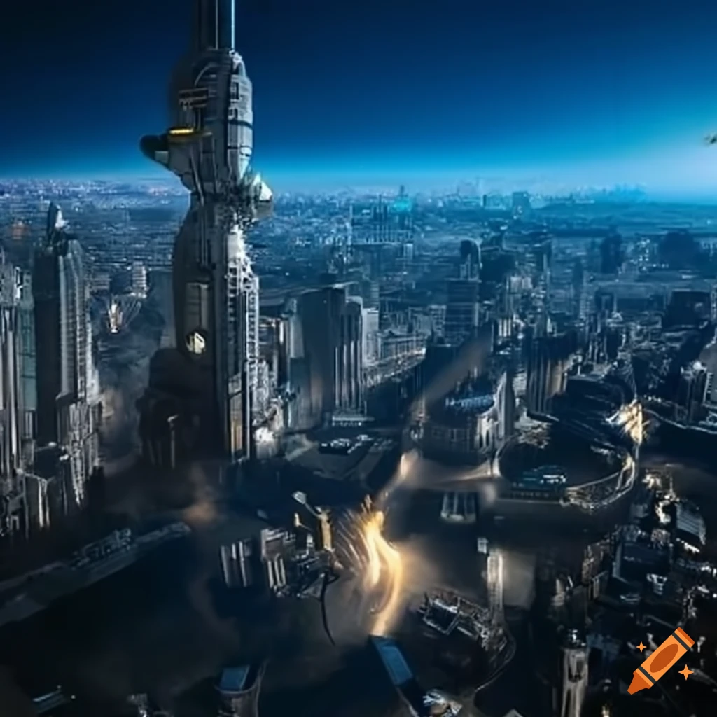 Science fiction cityscape on Craiyon