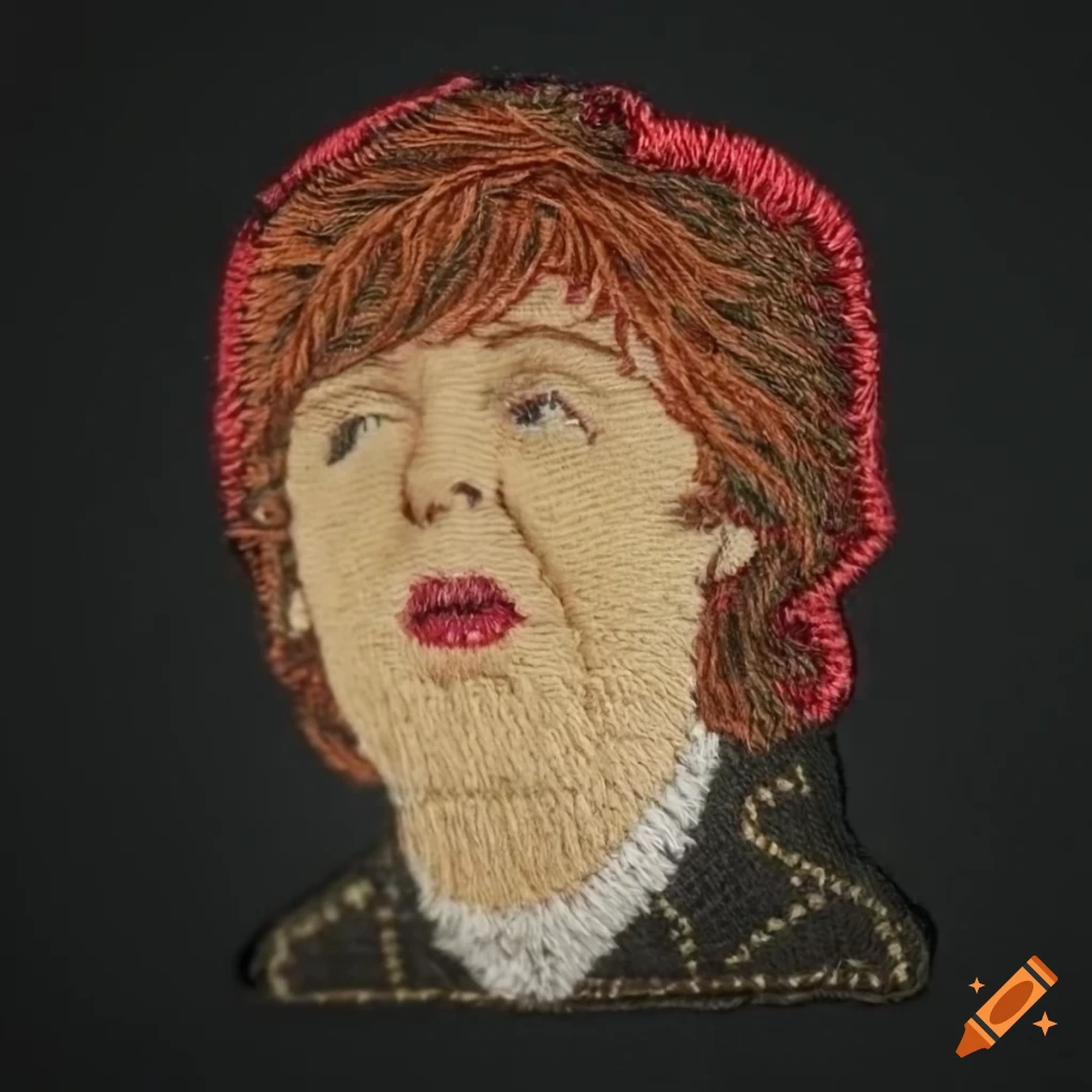 Vintage embroidery patch portrait of Paul McCartney on Craiyon