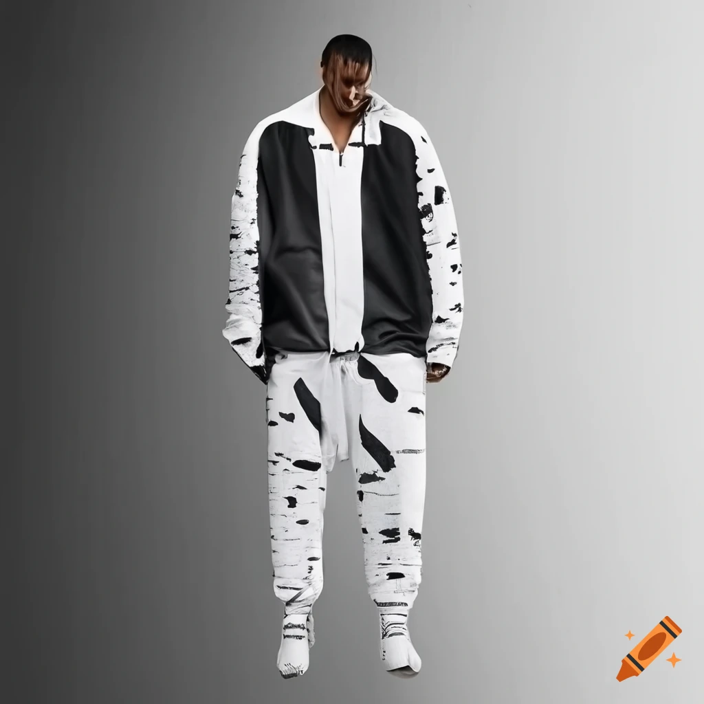 Oversized full body white and black birch tree texture tennis tracksuit ...