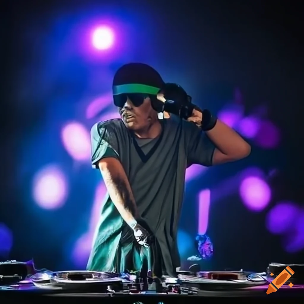 Alien dj at a music festival on Craiyon