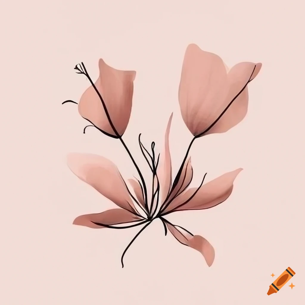 Modern botanical line art flower illustration on Craiyon
