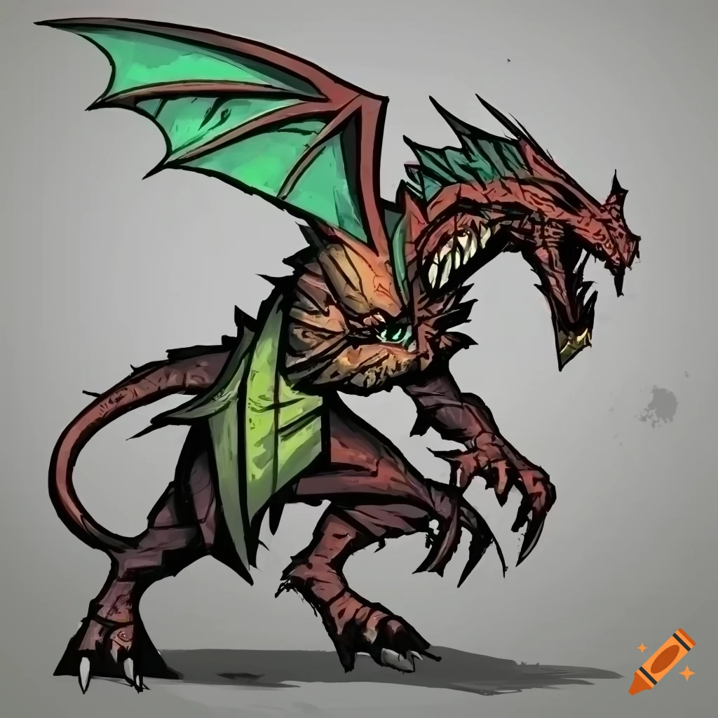 Darkest dungeon style dragon illustration on Craiyon