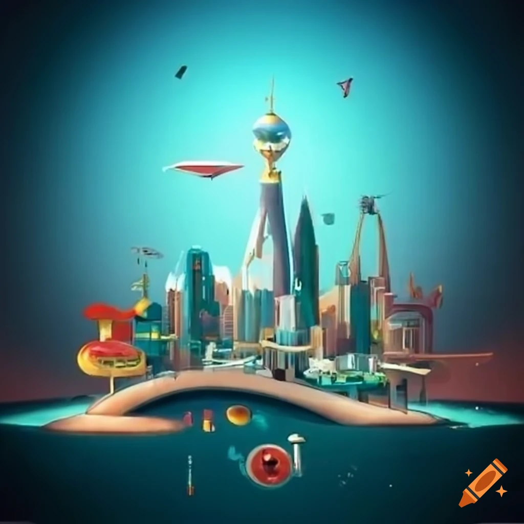 The jetsons orbit city-like futuristic landscape on Craiyon