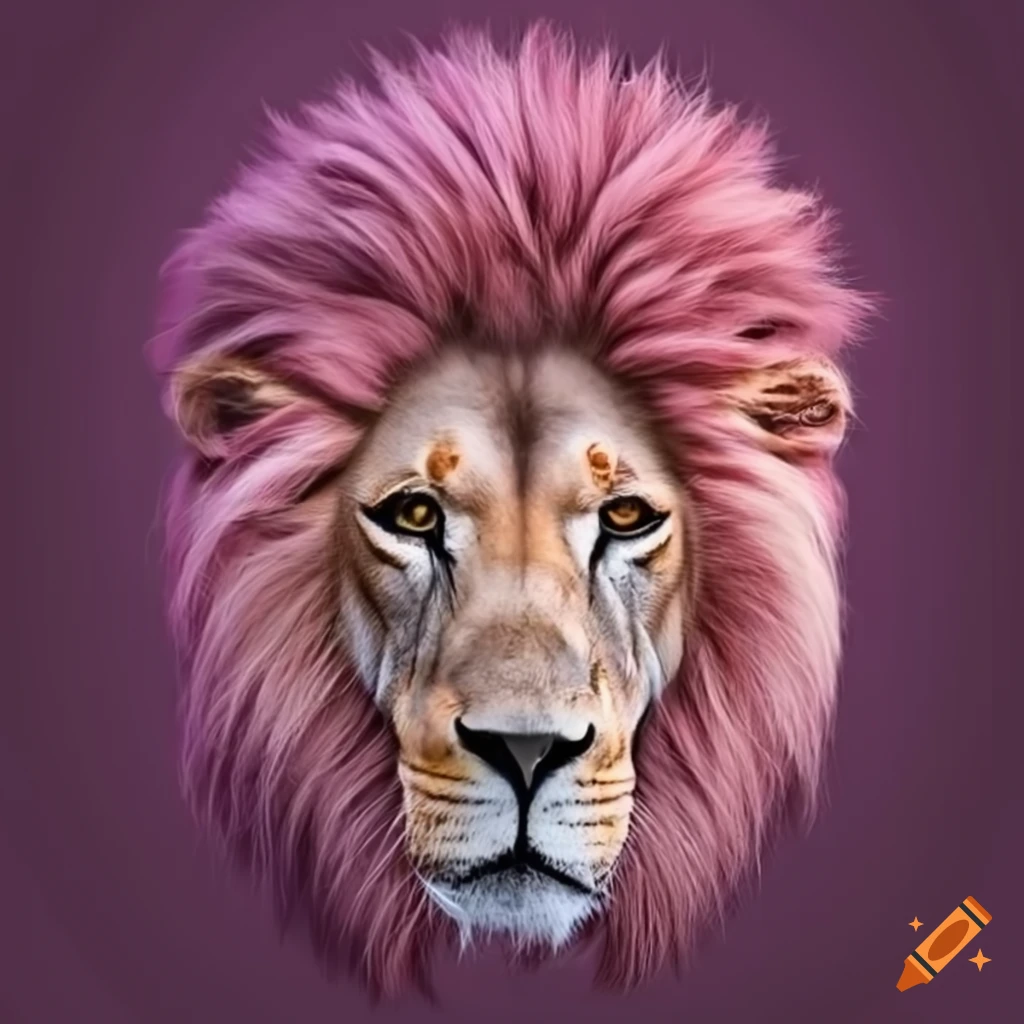 Pink lion head on a pink background on Craiyon