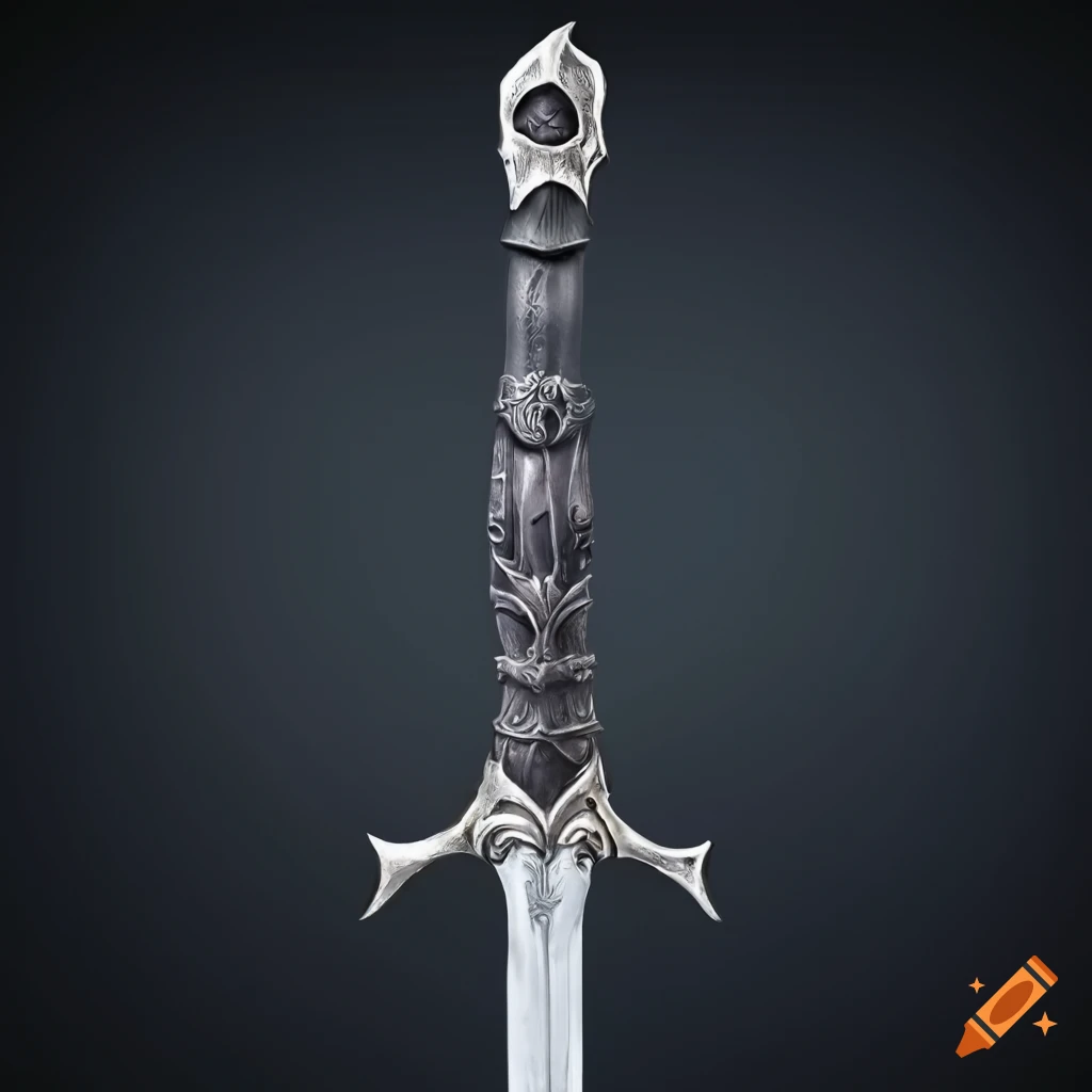 Raven-themed dark fantasy longsword hilt on Craiyon