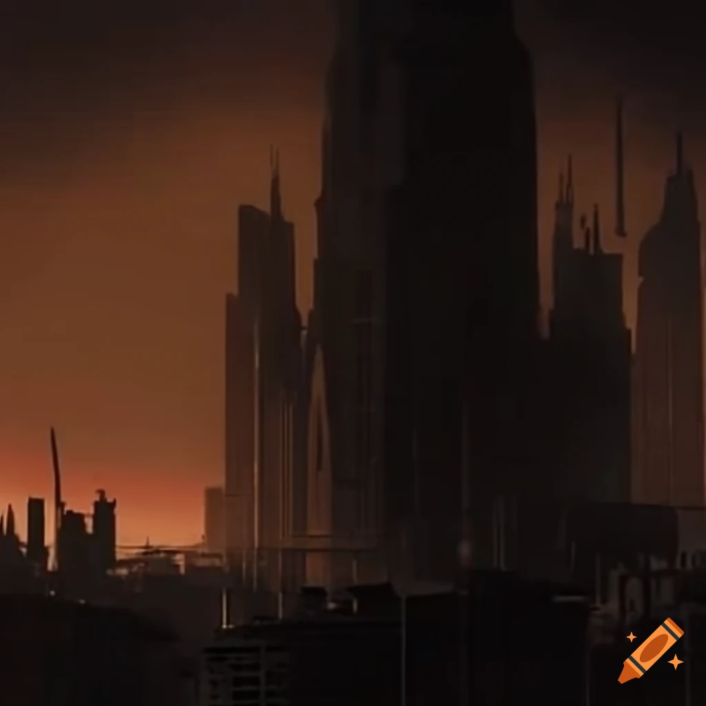 Dystopian city in 1984 on Craiyon