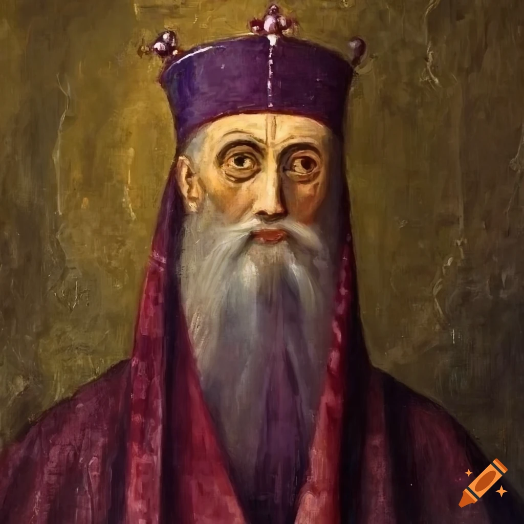 Portrait of a turkish king in purple medieval holy attire on Craiyon