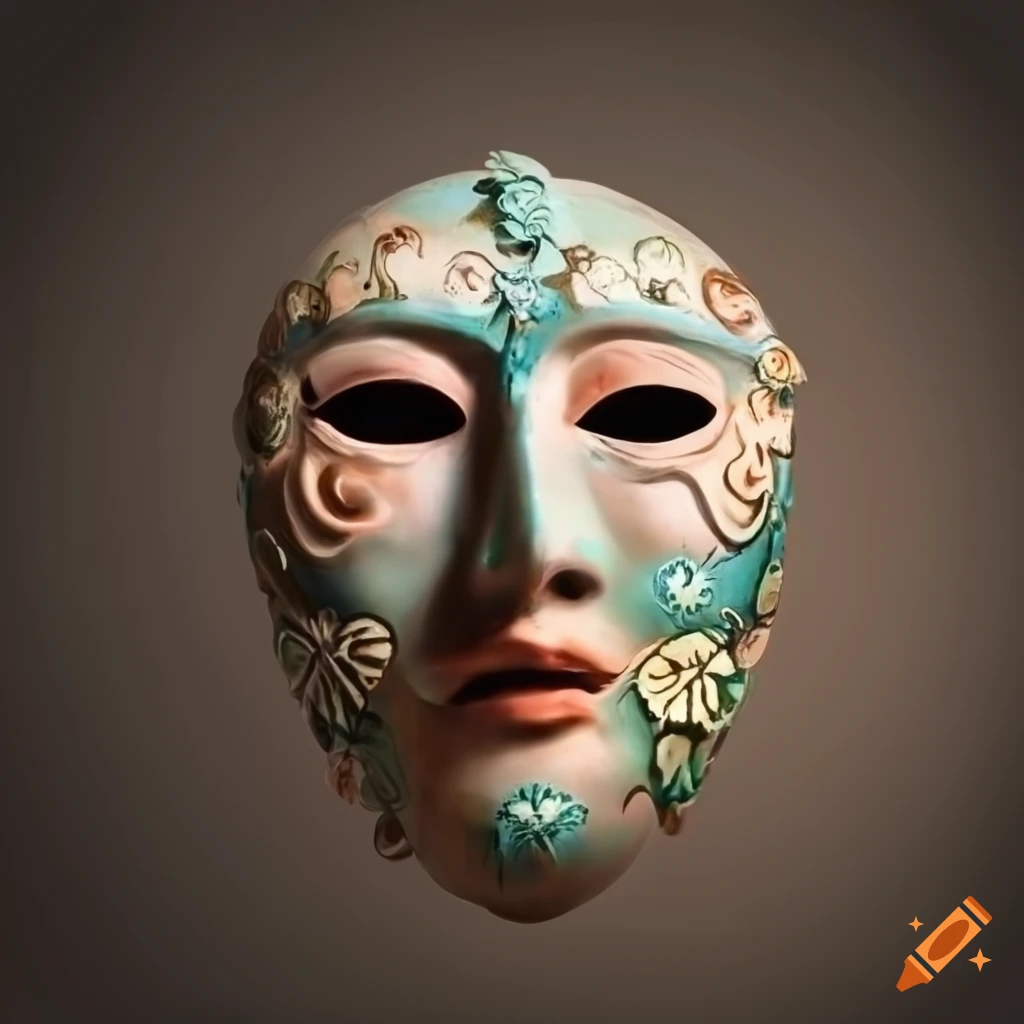 Ceramic mask with nature elements depicting Mother Nature on Craiyon